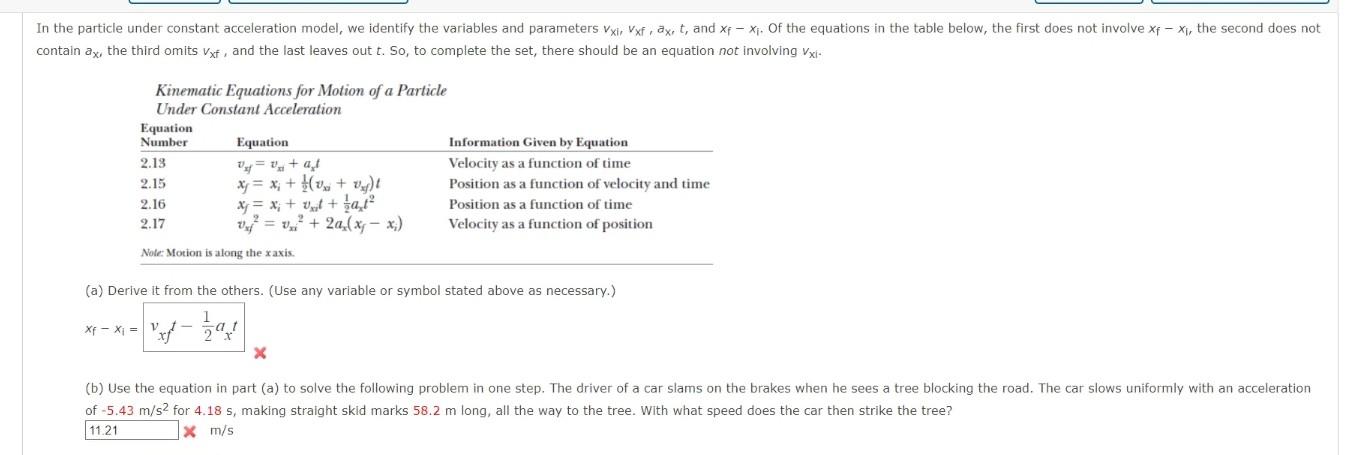 Solved In the particle under constant acceleration model, we | Chegg.com