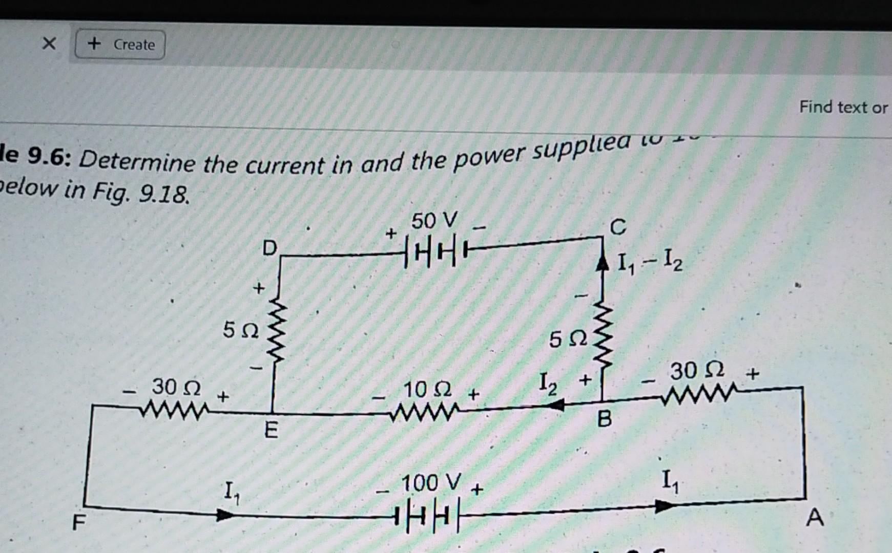 Solved determine the current in and the power supplied at | Chegg.com