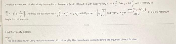Solved ok m m Consider a crossbow bolt shot straight upward | Chegg.com