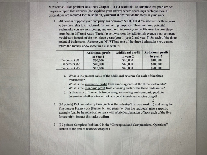 Solved Instructions: This problem set covers Chapter 1 in | Chegg.com