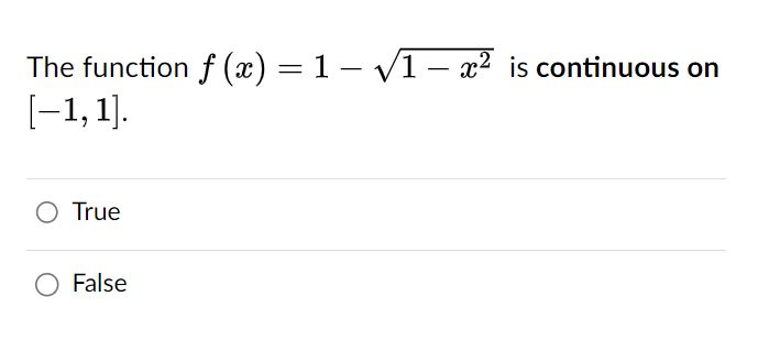 Solved The function f(x)=1-1-x22 ﻿is continuous | Chegg.com