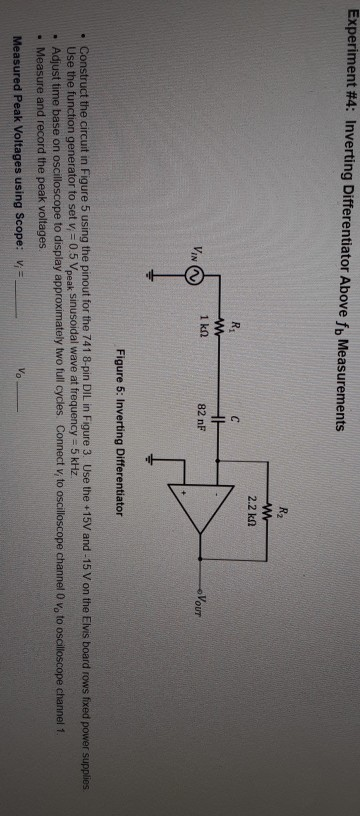 Solved Experiment #4: Inverting Differentiator Above fu | Chegg.com
