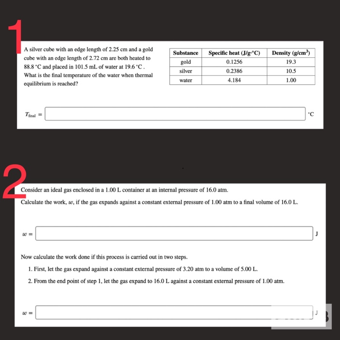 Solved Density (g/cm) 19.3 A silver cube with an edge length | Chegg.com