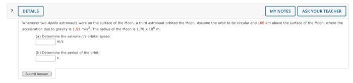 Solved acceleration due to gravity is 1.51 m/s2. The radius | Chegg.com