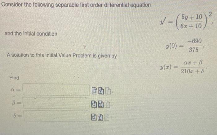 Solved Consider The Following Separable First Order