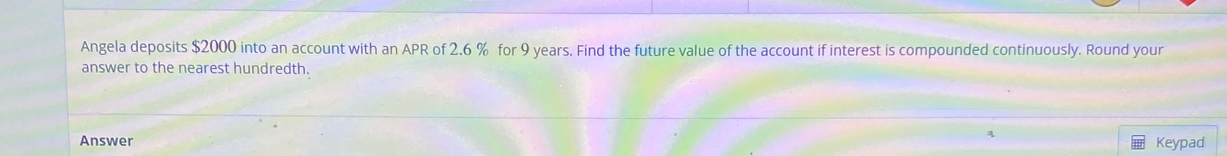 Solved Angela deposits $2000 ﻿into an account with an APR of | Chegg.com