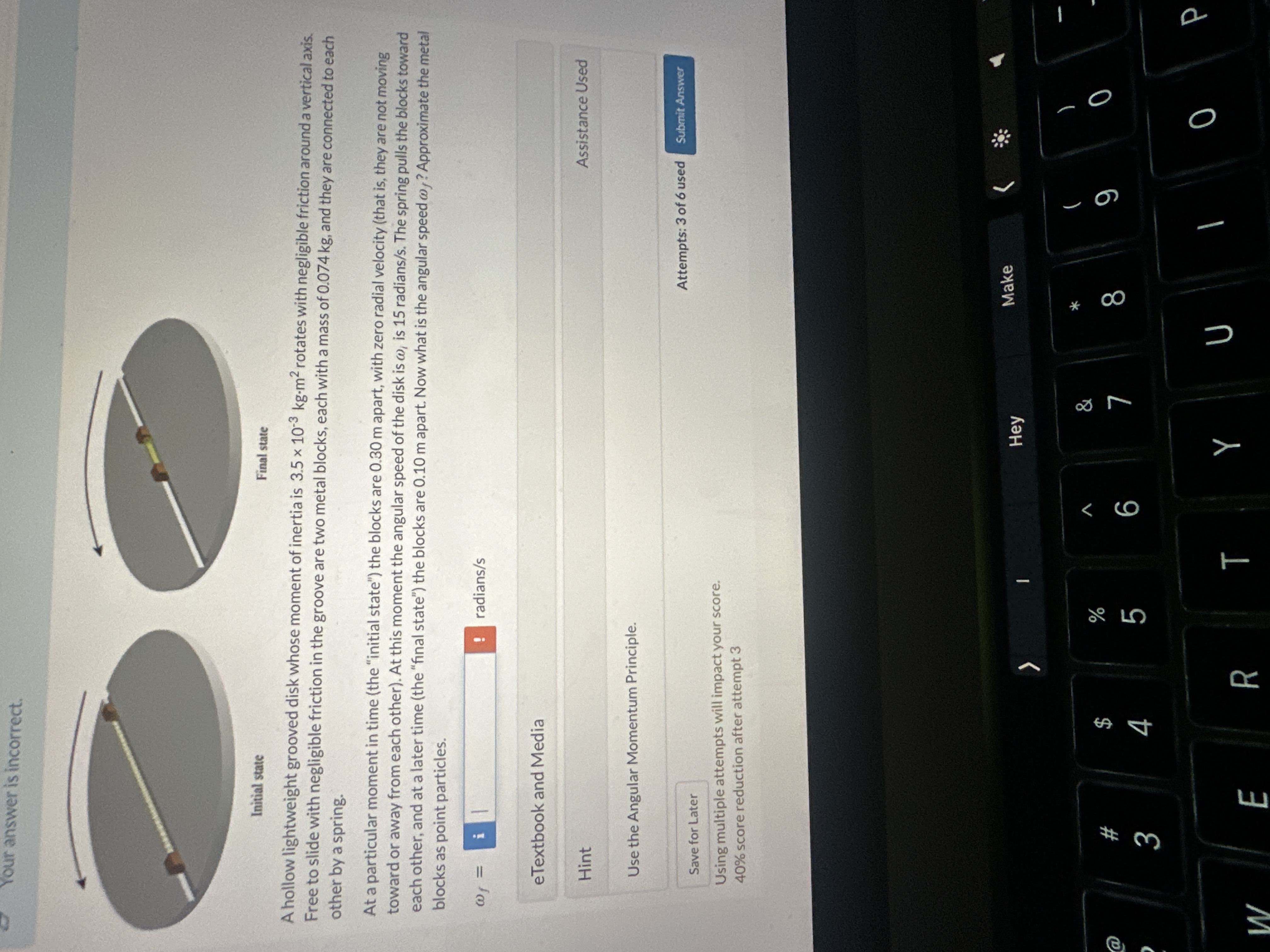 Solved Your answer is ﻿incorrect.A hollow lightweight | Chegg.com