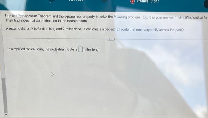 Solved Use the Pythagorean Theorem and the square root | Chegg.com