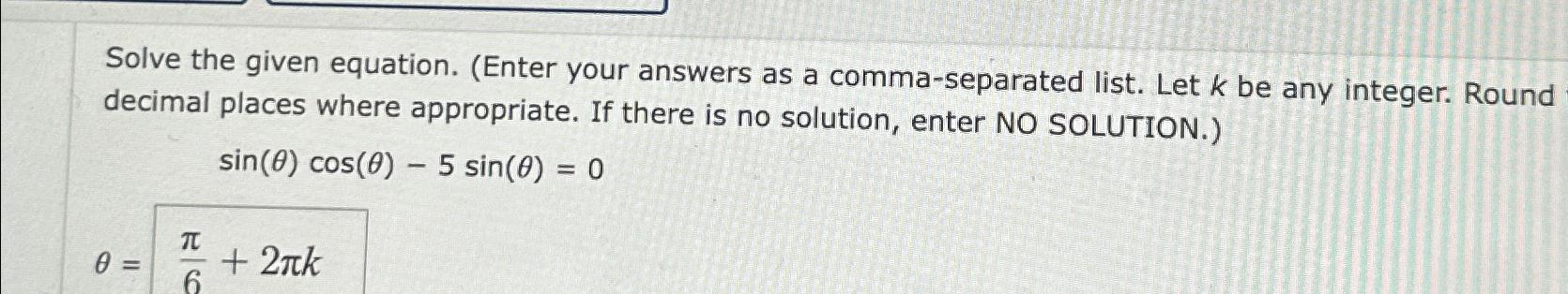 Solved Solve the given equation. (Enter your answers as a | Chegg.com
