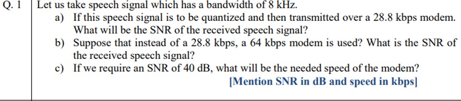 Solved Q. 1 ﻿Let us take speech signal which has a bandwidth | Chegg.com