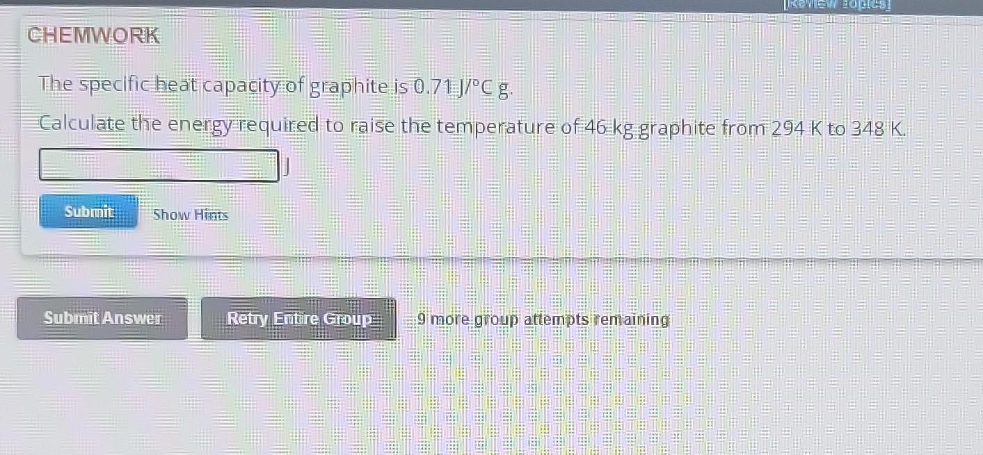 Solved The specific heat capacity of graphite is 0.71 J/∘C. | Chegg.com