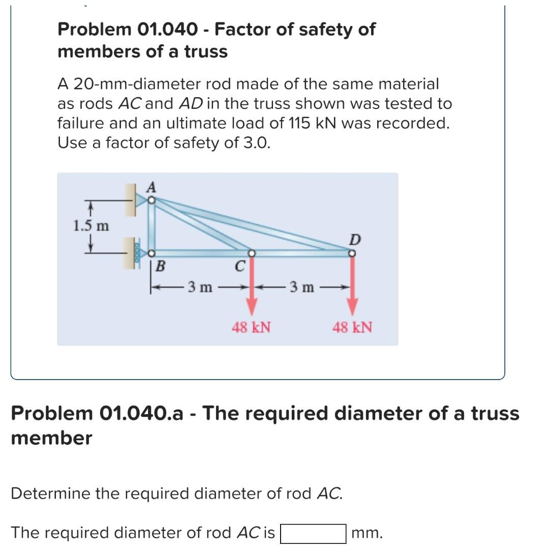 Solved Problem 01.040 - Factor of safety of members of a | Chegg.com