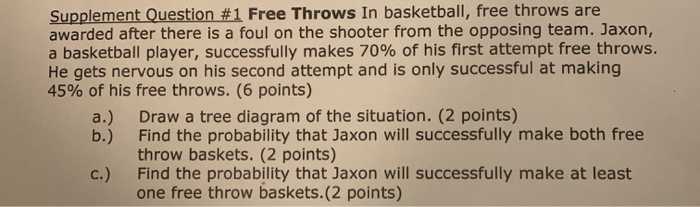 Solved Supplement Question #1 Free Throws In basketball, | Chegg.com