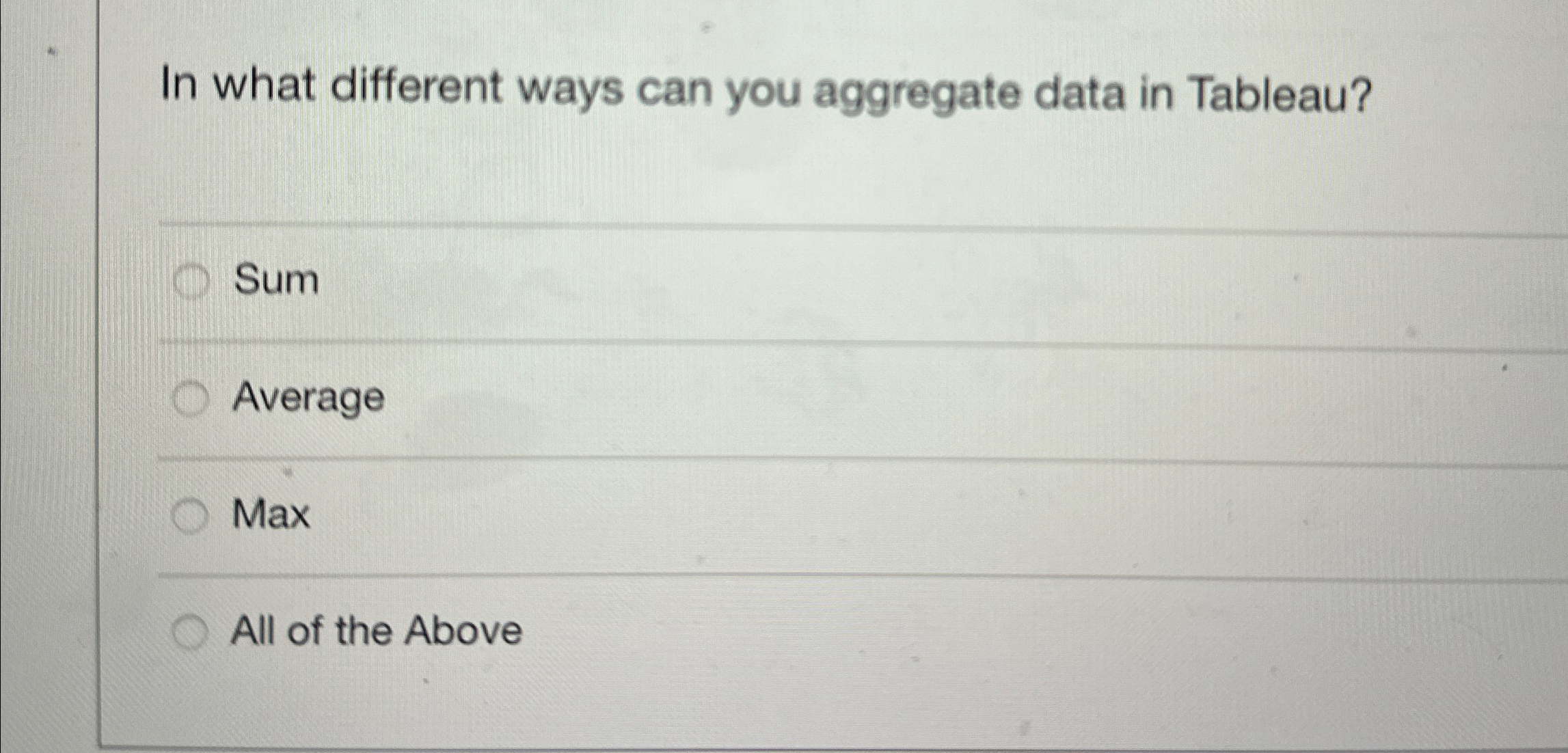 Solved In what different ways can you aggregate data in | Chegg.com
