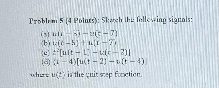 Solved Problem 5 (4 Points): Sketch the following signals: | Chegg.com