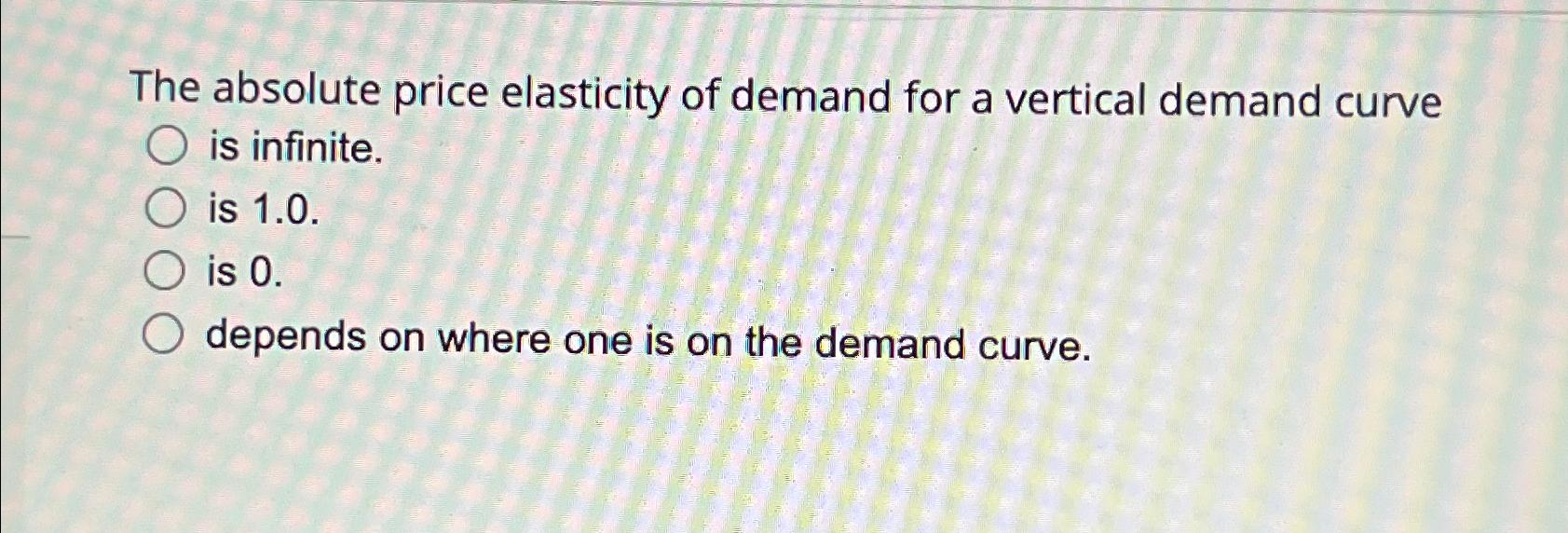 Solved The absolute price elasticity of demand for a | Chegg.com