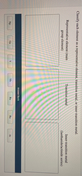 Solved Classify each element as a representative element, | Chegg.com