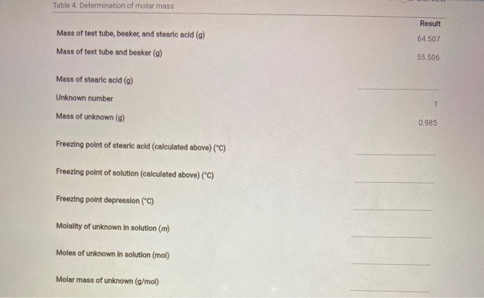 Data Collection Weight of empty test tube and beaker | Chegg.com