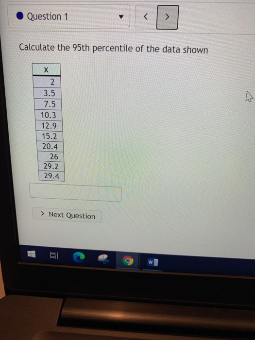 Solved Question 1 Calculate the 95th percentile of the | Chegg.com