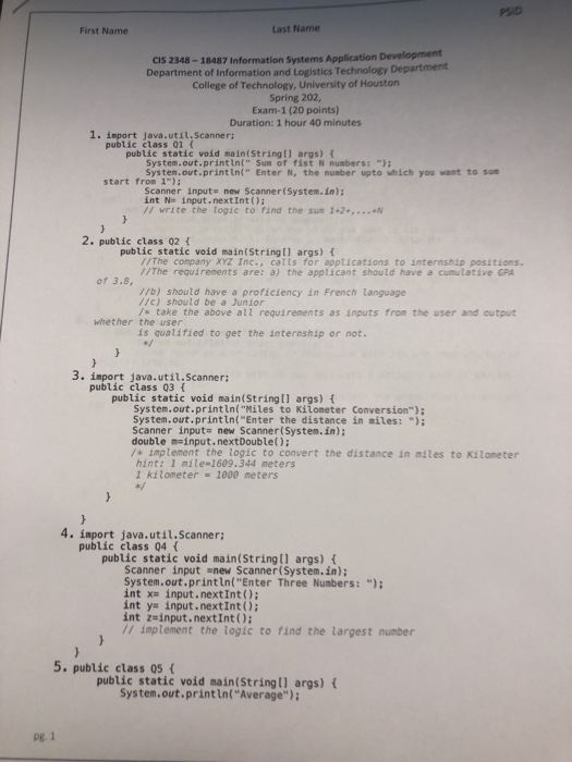 Solved First Name Last Name CIS 2348-18487 Information | Chegg.com