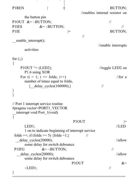 Solved [10] For the following MSP430 C program, fill in the | Chegg.com