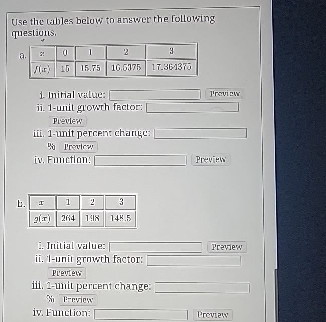 Solved Use the tables below to answer the following | Chegg.com