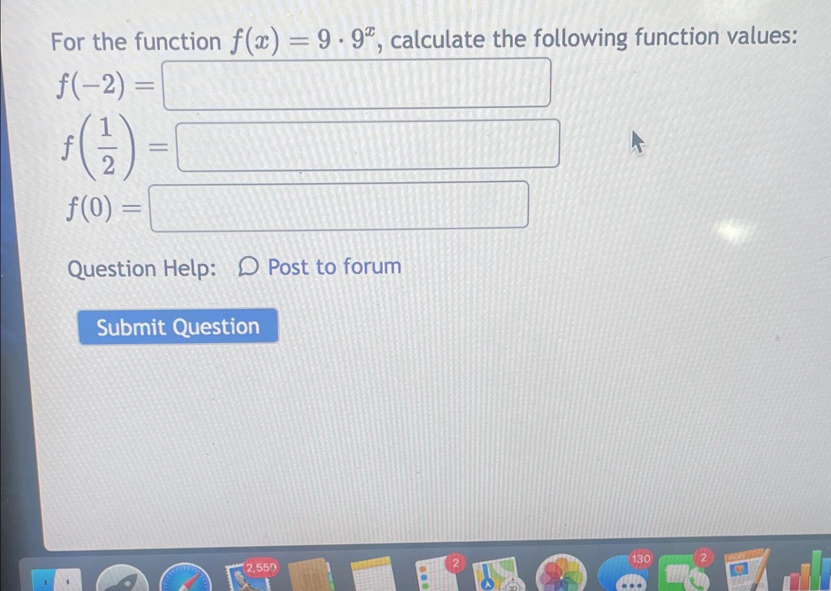 Solved For the function f(x)=9*9x, ﻿calculate the following | Chegg.com