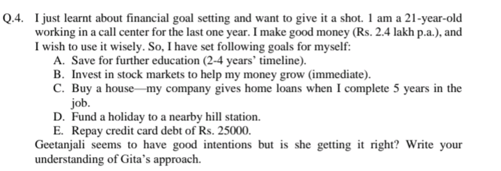 Solved 4. I just learnt about financial goal setting and | Chegg.com