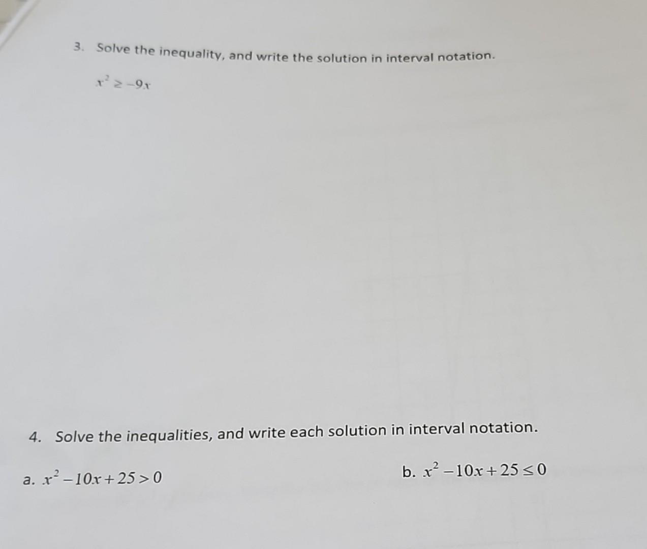 Solved 3. Solve the inequality, and write the solution in | Chegg.com