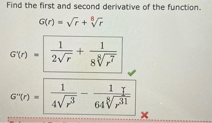 Solved Find the first and second derivative of the function. | Chegg.com