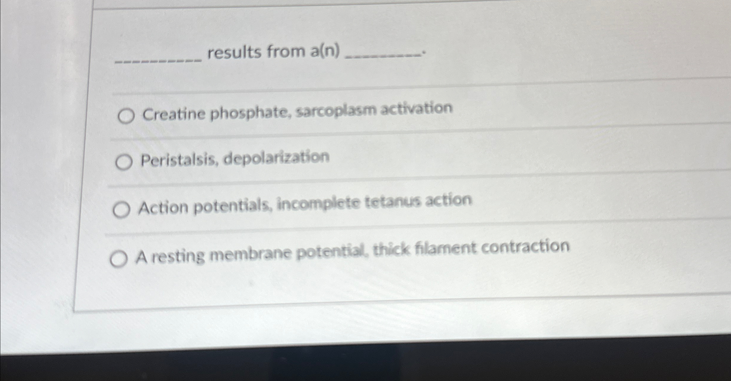 Solved results from a(n)Creatine phosphate, sarcoplasm | Chegg.com
