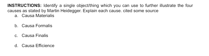 INSTRUCTIONS: Identify a single object/thing which | Chegg.com