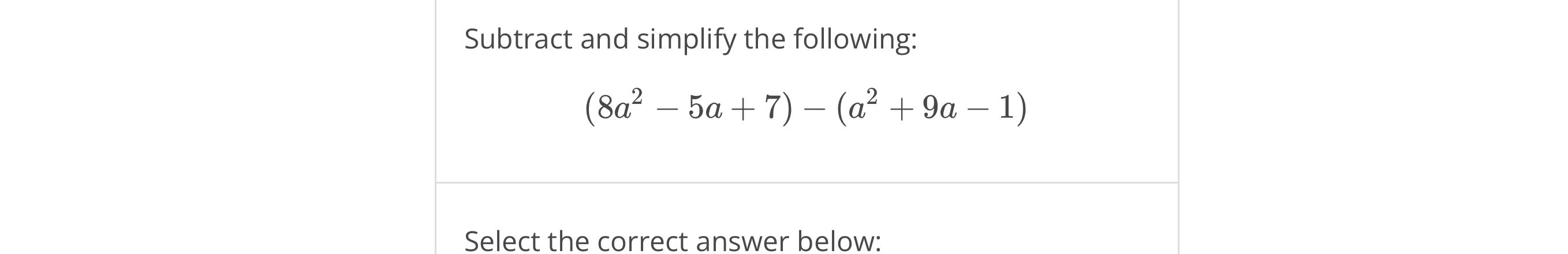 Solved Subtract and simplify the | Chegg.com