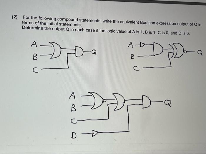 Solved 2 For The Following Compound Statements Write The 