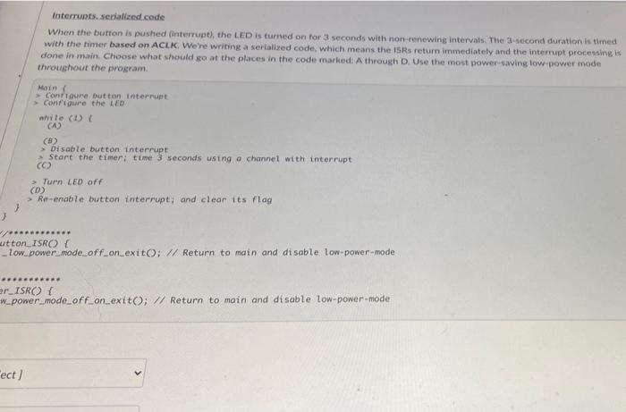 Solved Interrupts. serialized code When the button is pushed | Chegg.com