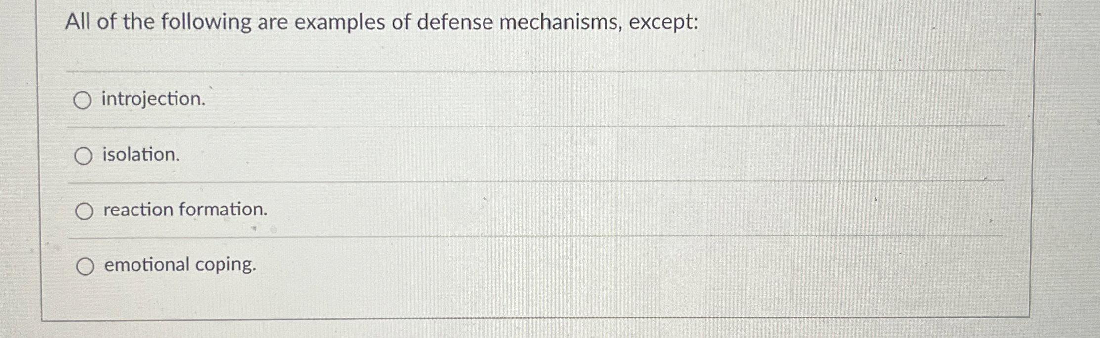 Solved All of the following are examples of defense | Chegg.com