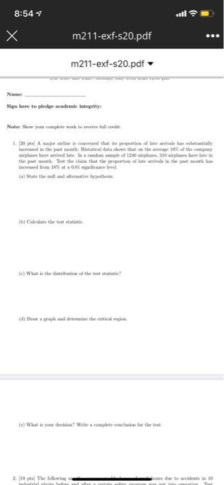 Solved 8:54 4 Х m211-exf-s20.pdf m211-exf-s20.pdf Name Sign | Chegg.com