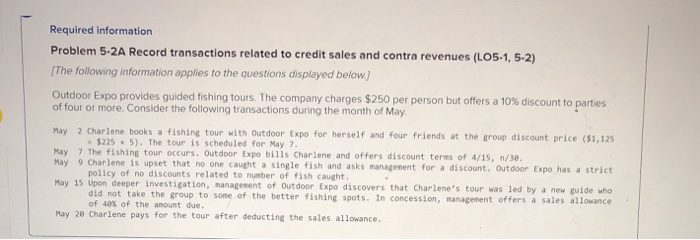 Solved Required information Problem 5-2A Record transactions | Chegg.com