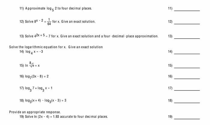 Solved 11) Approximate log 2 to four decimal places. 12) | Chegg.com