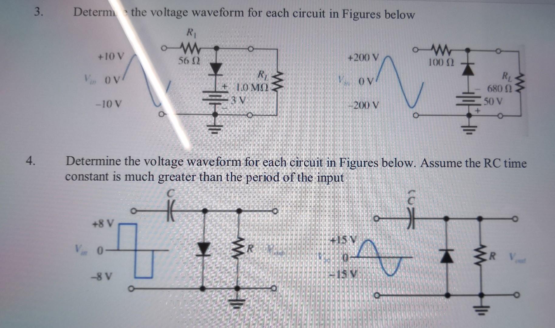 [Solved]: Determ the voltage waveform for each cir