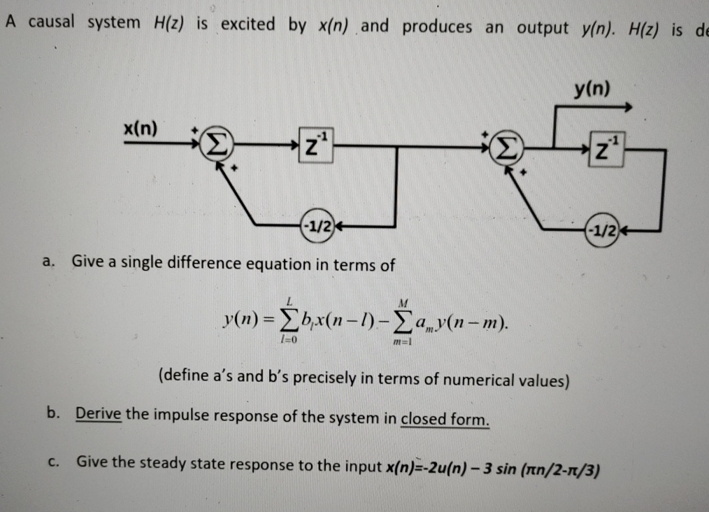 Solved A causal system H(z) is excited by x(n) and produces | Chegg.com