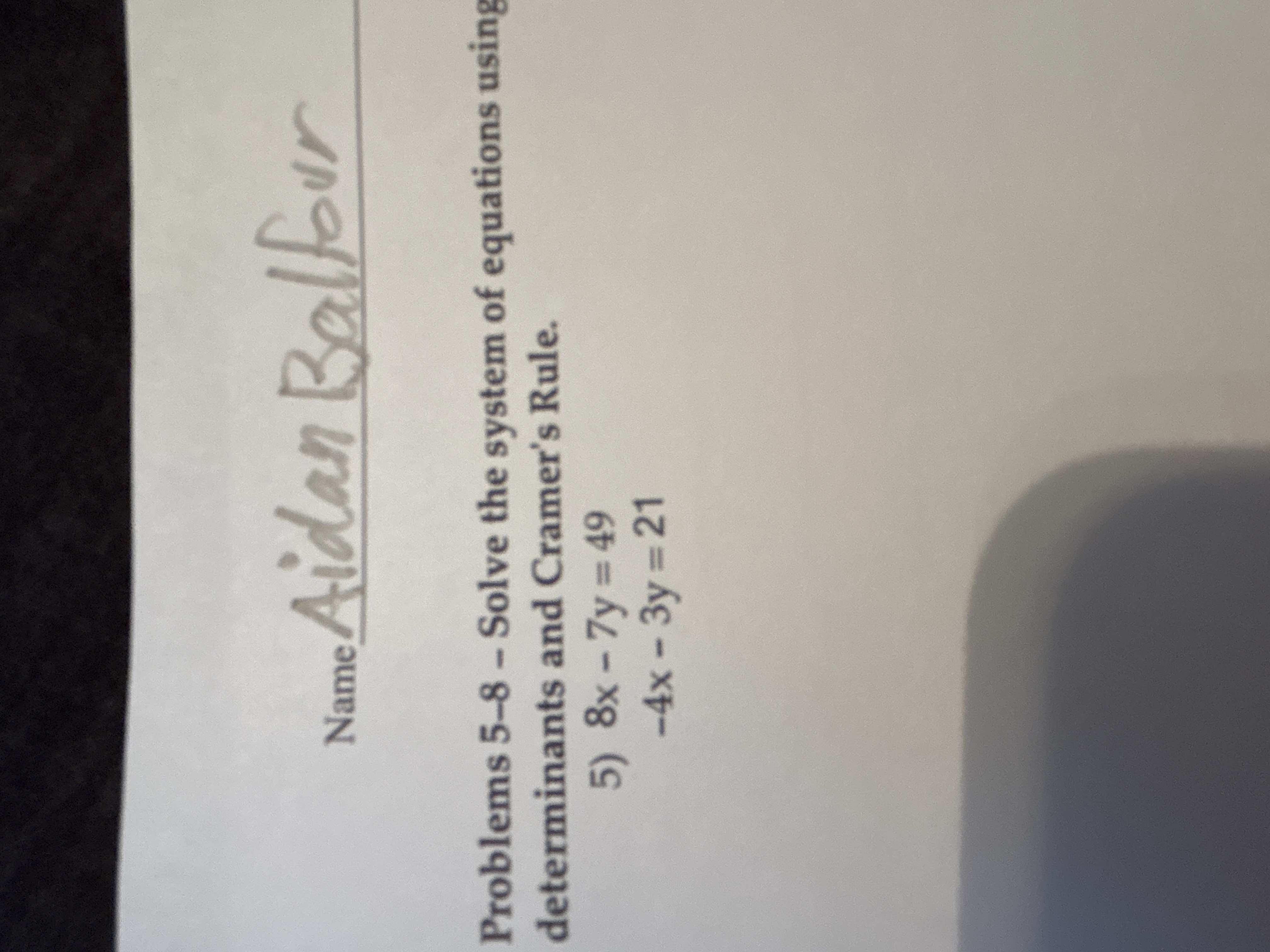 Solved Solve the system of equations using determinants and | Chegg.com