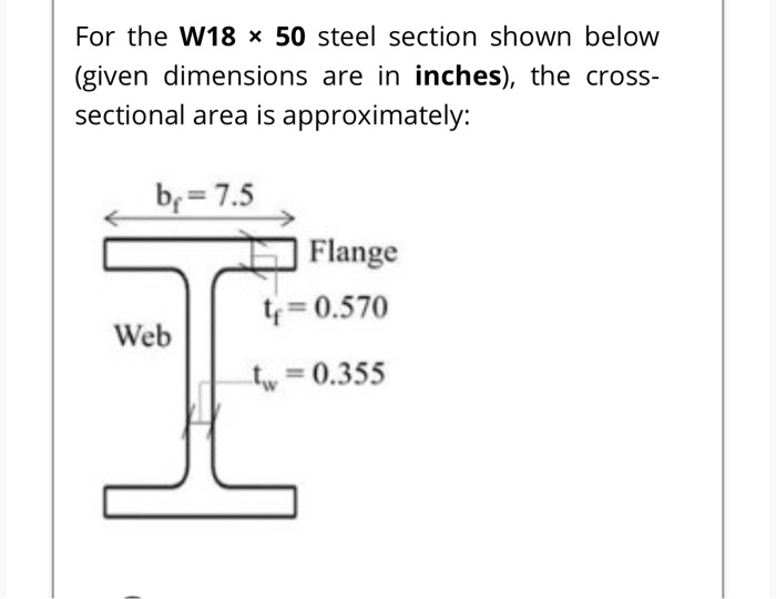 Solved For the W18 ~ 50 steel section shown below (given | Chegg.com