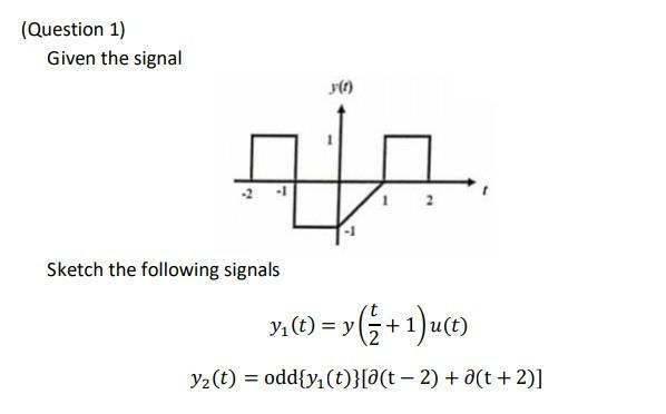 Solved (Question 1) Given the signal Sketch the following | Chegg.com