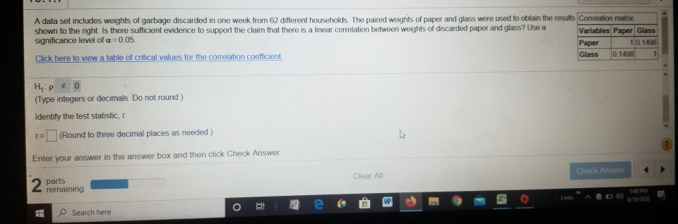 Solved A data set includes weights of garbage discarded in | Chegg.com
