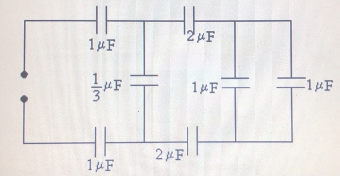 Solved 2UF 1uF 1uF + +1F 2uF! 14F | Chegg.com