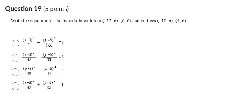 Question 19 (5 ﻿points)Write the equation for the | Chegg.com