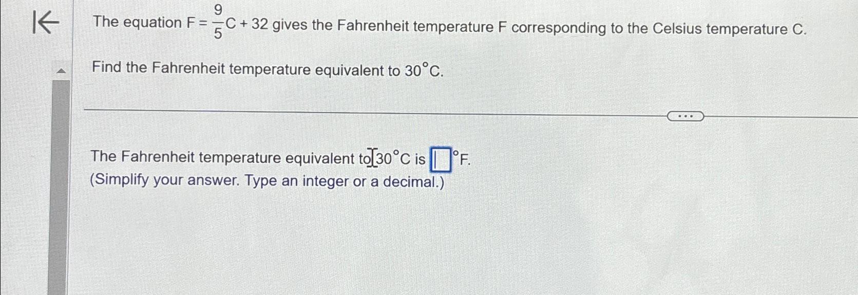 Solved Klarr, The equation F=95C+32 ﻿gives the Fahrenheit | Chegg.com