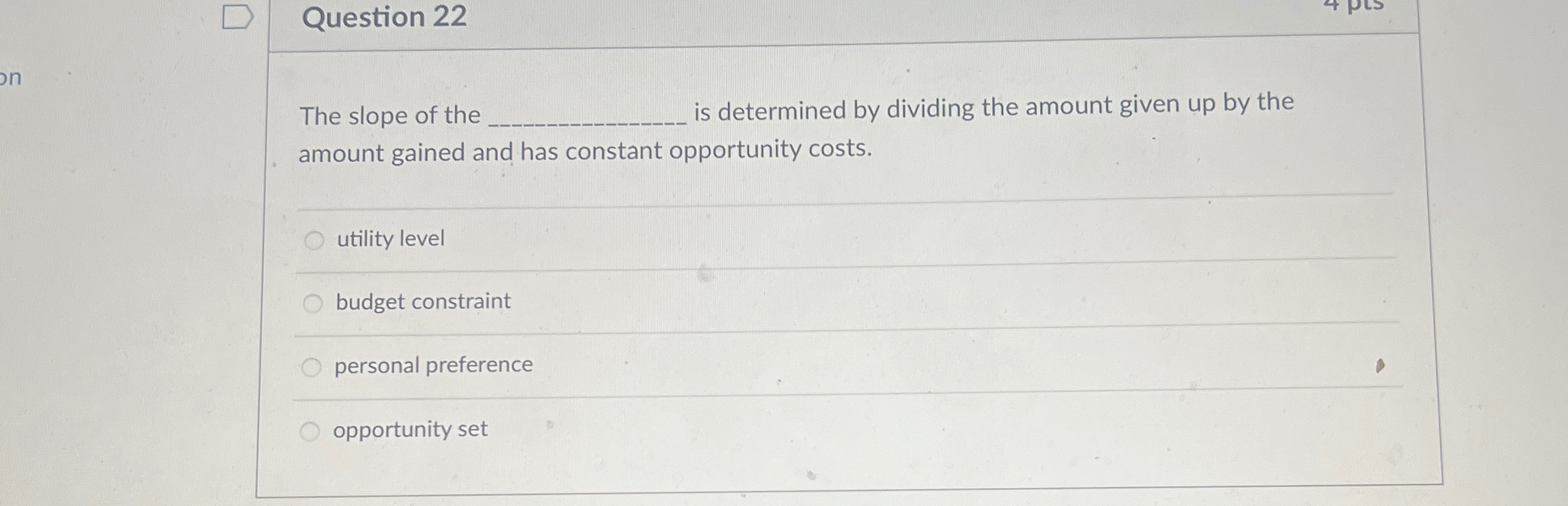 Solved Question 22The slope of the ﻿is determined by | Chegg.com