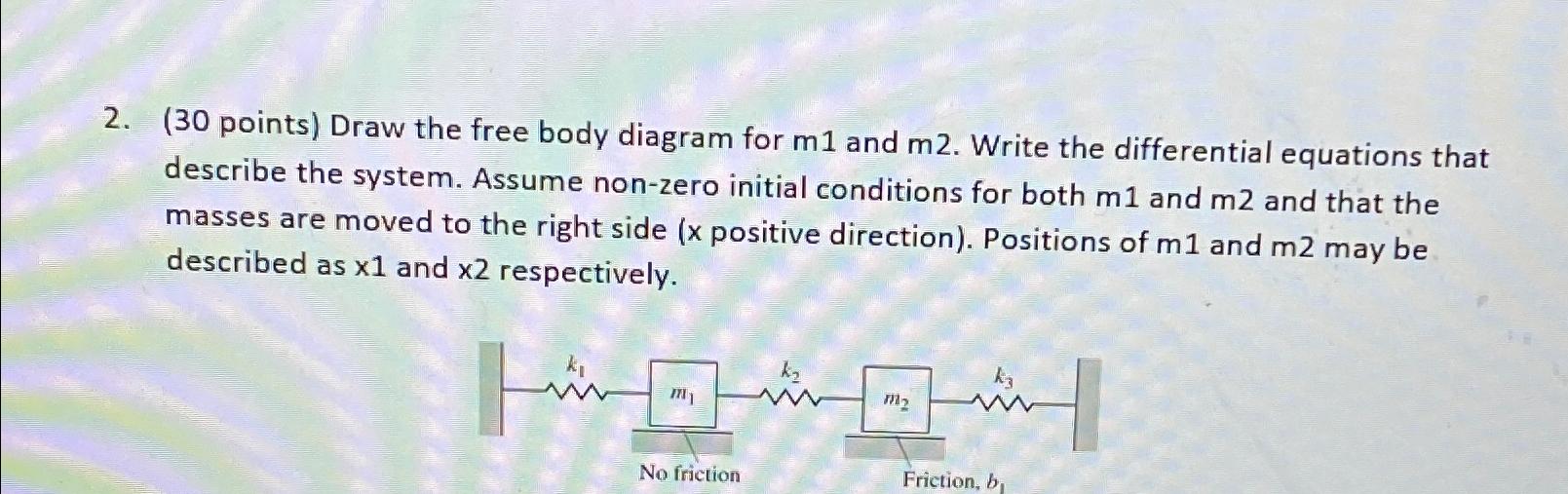 Solved ( 30 points) Draw the free body diagram for m1 and | Chegg.com